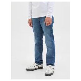 Jack & Jones Slim-fit-Jeans JACK & JONES JUNIOR "JJIGLENN JJORIGINAL SQ 902 NOOS JNR", Jungen, Gr. 146, N-Gr, blau (blau denim), Denim/Jeans, Obermaterial: 76% Baumwolle, 22% Polyester, 2% Elasthan, Abriebeffekte, slim fit kn&ouml;chellang, Jeans Slim-fit-Jeans