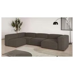 Wohnlandschaft OTTO HOME "HAILY U-Form mit Ottomane links/rechts, Ma&szlig;e B/T/H: 360/200/72 cm", braun, B:360cm H:72cm T:200cm, 100% Polyester, Sofas, Wohnlandschaft, als Modul oder separat verwendbar, f&uuml;r individuelle Zusammenstellung