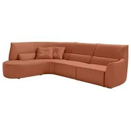 Ecksofa Egoitaliano "Puffy, extravagant & edel, Retro Designsofa, hoher Sitzkomfort, L-Form", rot (brick), B:330cm H:88cm T:205cm, Leder &raquo;BULL&laquo; (echtes Rindsleder). Geschliffenes, pigmentiertes und behandeltes Rindsleder mit einer Dicke von 1, 3-1, 5 mm. Dieses Leder zeigt eine ziemlich weiche Hand mit einem halb undurchsichtigen Aussehen. Es handelt sich um ein gesch&uuml;tztes Leder. Eine leichte Dec