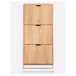 Schuhschrank Heine HOME, beige (natur, wei&szlig;), B:64cm H:139,5cm T:27cm, MDF, Metall, Schr&auml;nke, Schuhschrank