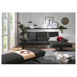 Ecksofa W.Schillig "broadway, Designsofa mit tollem Sitzkomfort", grau (anthrazit z69), B:291cm H:94cm T:164cm, Longlife Xtra-Leder Z69: Das feinnarbige, gedeckte Softleder Z69 besticht durch seine au&szlig;ergew&ouml;hnliche Weichheit im trendigen &raquo;Vintage-Look&laquo;, Hautst&auml;rke 0, 9 - 1, 1 mm, Sofas, Ecksofa, Sitztiefenverstellung, Kopfteil- & Seitenteilverstellung, Breite 291cm