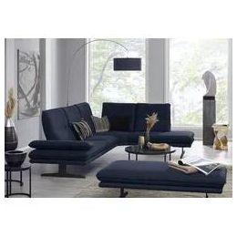 Ecksofa W.Schillig "broadway, Designsofa, toller Sitzkomfort, zeitlos, elegant, L-Form", blau (blau z59), B:284cm H:94cm T:224cm, Longlife Xtra-Leder Z59: Glattleder mit modischer Pr&auml;gung. Hautst&auml;rke 0, 9 - 1, 1 mm, Sofas, Ecksofa, Sitztiefenverstellung, Kopfteil- & Seitenteilverstellung, Breite 284cm
