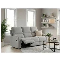 3-Sitzer OTTO HOME "Napori", grau (hellgrau), B:207cm H:105cm T:94cm, 100% Polyester, Sofas, Kinosofa mit 2 x Relaxfunktion und Getr&auml;nkehalter