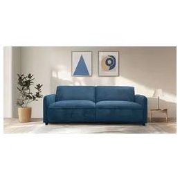 3-Sitzer DOREL HOME "Allie Curved Schlafsofa 209 cm", blau, B:209cm H:80cm T:91cm, 90% Polyester, 10% Nylon, Sofas, Bettfunktion (110/190), verstellbare R&uuml;ckenlehne, Cord u. Velours