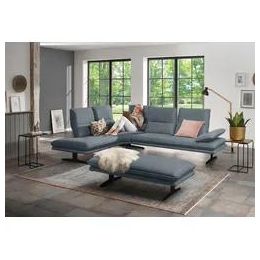 Ecksofa W.Schillig "broadway, Designsofa, toller Sitzkomfort, zeitlos, elegant, L-Form", blau (blau z69), B:284cm H:94cm T:224cm, Longlife Xtra-Leder Z69: Das feinnarbige, gedeckte Softleder Z69 besticht durch seine au&szlig;ergew&ouml;hnliche Weichheit im trendigen &raquo;Vintage-Look&laquo;, Hautst&auml;rke 0, 9 - 1, 1 mm, Sofas, Ecksofa, Sitztiefenverstellung, Kopfteil- & Seitenteilverstellung, Breite 284cm