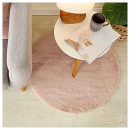 Hochflor-Teppich OTTO HOME "Lugano", rosa (altrosa), H:30mm &Oslash;:80cm, Teppiche, Kunstfell, Uni Farben, sehr weich & kuschelig