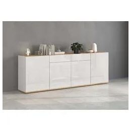 Sideboard OTTO HOME "GARDA, Kommode, Schrank, untere T&uuml;ren mit Push-to-Open, Made in Italy", wei&szlig;, B:200cm H:71,2cm T:35cm, FSC-zertifizierter Holzwerkstoff, Sideboards, Sideboard, Hochglanzlackierte Fronten, 4 T&uuml;ren, 2 Schubladen, grifflos, B 200 cm