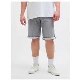 Jack & Jones PlusSize Shorts "JJIRICK JJICON I.K. SHOR", Herren, Gr. 42 (4XL), N-Gr, grau (grau denim), Denim/Jeans, Obermaterial: 80% Baumwolle, 18% Polyester, 2% Elasthan, JACK & JONES PLUSSIZE, unifarben, regular fit knielang, Hosen Shorts, mit Umschlag