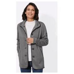 Fleecejacke Casual Looks, Damen, Gr. 38, grau (grau, meliert), 100% Polyester, Paspelierung:100% Polyester, meliert, Jacken Fleecejacke