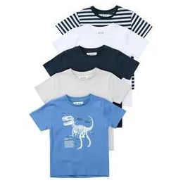 T-Shirt STACCATO "Dino", Jungen, Gr. 92/98, blau, Oberstoff: 100% Baumwolle., Rundhals, Shirts T-Shirt, 5-er Set