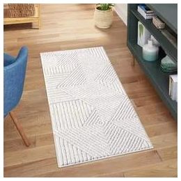 Teppich Carpet City "LOUNGE 0632", grau, B:80cm H:15mm L:150cm, Obermaterial: 100% Polyester, Teppiche, Teppich, Kurzflor-Teppich Modern, Hoch-Tief-Struktur, Wohnzimmer, Schlafzimmer