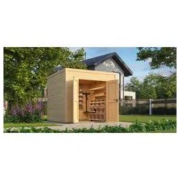 Weka Gartenhaus NORDIC HOLZ "Fynn 2", beige (naturbelassen), ohne Fu&szlig;boden, ohne Dacheindeckung, Holz teilmassiv, Gartenh&auml;user, Gartenhaus, kleiner stilvoller Schuppen mit Flachdach