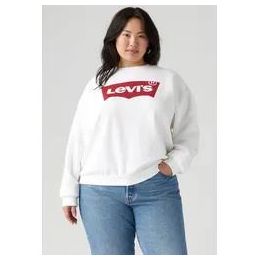 Levi's Sweatshirt LEVI'S PLUS "PL GR EVERYDAY CREW", Damen, Gr. XXXL (54/56), wei&szlig; (everyday crew core batwing wei&szlig;), Sweatware, Obermaterial: 58% Baumwolle, 42% Polyester, bedruckt, regular fit normal, Rundhals, Rippb&uuml;ndchen, Sweatshirts Sweatshirt, mit Batwing-Logo mit Rosenprint