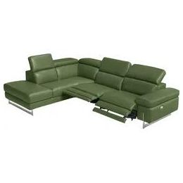 Ecksofa Egoitaliano "Candice, elegant, edel und bequem, erstklassiger Sitzkomfort, L-Form", gr&uuml;n (sprite), B:278cm H:100cm T:221cm, Leder &raquo;CAREZZA&laquo; (Rindsleder). Halbnarbiges Naturleder mit einer Dicke von 1, 2-1, 4 mm. Es hat eine weiche und wachsartige Hand mit halb undurchsichtigem Aussehen. CAREZZA ist ein Naturleder, das die urspr&uuml;nglichen Eigenschaften der M&auml;ntel nicht ver&auml;ndert. Das Vorhand