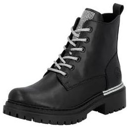 Schn&uuml;rboots Rieker, Damen, Gr. 36, schwarz, Lederimitat, unifarben, Schuhe Schn&uuml;rboots, Schn&uuml;rstiefelette, Profilsohle, mit praktischem Innenrei&szlig;verschluss