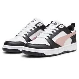 Sneaker Puma "Rebound V6 Low Sneakers Erwachsene", Damen, Gr. 47, pink (wei&szlig; future pink schwarz), Obermaterial: Textil, Synthetik. Futter: Textil. Innensohle: Textil. Laufsohle: Gummi, Schuhe Sneaker