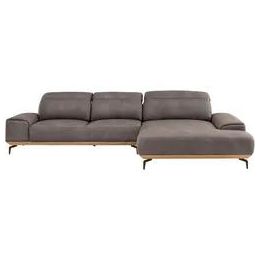 Wohnlandschaft Musterring "MR 2490 Ecksofa mit erstklassigem Sitzkomfort, Long-Life-Leder", grau (light grau, b), B:342cm T:207cm, Sofas, Wohnlandschaft, Bronze-Fu&szlig;, Sitzh&ouml;he 48cm, wahlweise mit Funktionen, Ma&szlig;e 342 x 207 cm