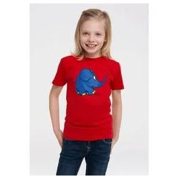 T-Shirt logoshirt "Sendung mit der Maus - Elefant T&ouml;r&ouml;", M&auml;dchen, Gr. 116, rot, 100% Baumwolle, unifarben, normal, Rundhals, Shirts T-Shirt, mit coolem Print