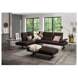 Ecksofa W.Schillig "broadway, Designsofa, toller Sitzkomfort, zeitlos, elegant, L-Form", braun (braun z59), B:284cm H:94cm T:224cm, Longlife Xtra-Leder Z59: Glattleder mit modischer Pr&auml;gung. Hautst&auml;rke 0, 9 - 1, 1 mm, Sofas, Ecksofa, Sitztiefenverstellung, Kopfteil- & Seitenteilverstellung, Breite 284cm
