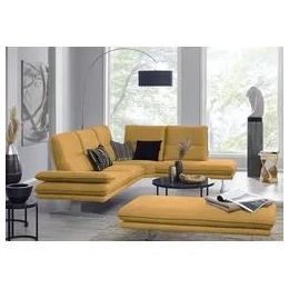 Ecksofa W.Schillig "broadway, Designsofa, mit tollem Sitzkomfort, L-Form", gelb (kurkuma z69), B:284cm H:94cm T:224cm, Longlife Xtra-Leder Z69: Das feinnarbige, gedeckte Softleder Z69 besticht durch seine au&szlig;ergew&ouml;hnliche Weichheit im trendigen &raquo;Vintage-Look&laquo;, Hautst&auml;rke 0, 9 - 1, 1 mm, Sofas, Ecksofa, Sitztiefenverstellung, Kopfteil- & Seitenteilverstellung, Breite 284cm