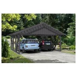 Skan Holz Doppelcarport SKANHOLZ "Schwarzwald", grau (schiefergrau), B/H/T: 684cm x 220cm x 600cm, Carports, 684x600cm, mit Dachlattung