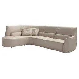Ecksofa Egoitaliano "Puffy, extravagant & edel, Retro Designsofa, hoher Sitzkomfort, L-Form", grau (stone), B:330cm H:88cm T:205cm, Leder &raquo;BULL&laquo; (echtes Rindsleder). Geschliffenes, pigmentiertes und behandeltes Rindsleder mit einer Dicke von 1, 3-1, 5 mm. Dieses Leder zeigt eine ziemlich weiche Hand mit einem halb undurchsichtigen Aussehen. Es handelt sich um ein gesch&uuml;tztes Leder. Eine leichte De