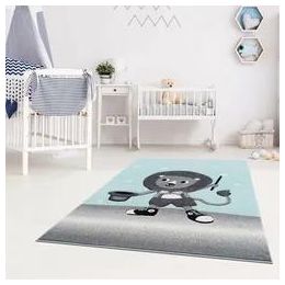 Kinderteppich Carpet City "Bueno Kids 9378", gr&uuml;n (mint), B:80cm H:11mm L:150cm, Polypropylen (PP), Teppiche, Kinderteppich, Spielteppich, L&ouml;we, Boot, 3D-Effekt, Weicher Flor, Pflegeleicht