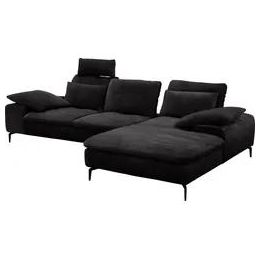 Ecksofa W.Schillig "valentinoo, Designsofa, bequem, elegant und zeitlos, L-Form", schwarz (nachtschwarz z73), B:299cm H:83cm T:178cm, Longlife Xtra-Leder Z73: Naturwalkleder der Luxusklasse aus den erlesensten Rohh&auml;uten. Hautst&auml;rke 1, 1 &ndash; 1, 3 mm, Sofas, Ecksofa, inklusive Hocker, mit Sitztiefenverstellung, Breite 299 cm