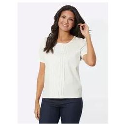 T-Shirt Classic Basics "Kurzarm-Shirt", Damen, Gr. 42, beige (ecru), 100% Baumwolle, unifarben, Rundhals, Shirts T-Shirt