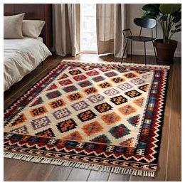 Teppich Hanse Home "Kelim Kian", creme multifarben, B:160cm H:3mm L:230cm, Baumwolle, Wolle, Teppiche, Teppich, Wolle, Baumwolle, Natur, Handgewebt, orientalisch, Boho, traditionell