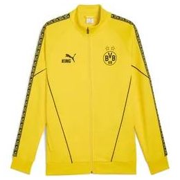 Sweatjacke Puma "Borussia Dortmund KING Anthem Jacke Herren", Herren, Gr. M, faster gelb schwarz, Obermaterial: 63% Polyester, 37% Baumwolle. Taschenfutter: 100% Polyester. Rippe: 93% Polyester, 7% Elasthan. Besatz: 100% Polyester, Sweatjacken Sweatjacke