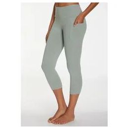 3/4-Leggings Lascana ACTIVE, Damen, Gr. 40/42, N-Gr, gr&uuml;n (mint), Obermaterial: 95% Baumwolle, 5% Elasthan, unifarben, Basic, k&ouml;rpernah 3/4-L&auml;nge, Hosen, mit Handytasche, Loungewear