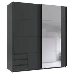 Schwebet&uuml;renschrank wimex "Emden moderner Kleiderschrank mit Spiegel und Schubladen", grau (graphit), B:180cm H:198cm T:64cm, Schr&auml;nke, Schwebet&uuml;renschrank, Schlafzimmer Schrank Garderobenschrank mit Schwebet&uuml;ren Topseller