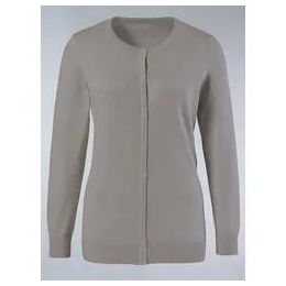 Strickjacke Classic Basics, Damen, Gr. 44, grau (steingrau), 100% Baumwolle, unifarben, figurumspielend, Strickjacken Strickjacke, Topseller