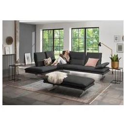 Ecksofa W.Schillig "broadway, Designsofa, mit tollem Sitzkomfort, L-Form", grau (anthrazit z69), B:284cm H:94cm T:224cm, Longlife Xtra-Leder Z69: Das feinnarbige, gedeckte Softleder Z69 besticht durch seine au&szlig;ergew&ouml;hnliche Weichheit im trendigen &raquo;Vintage-Look&laquo;, Hautst&auml;rke 0, 9 - 1, 1 mm, Sofas, Ecksofa, Sitztiefenverstellung, Kopfteil- & Seitenteilverstellung, Breite 284cm