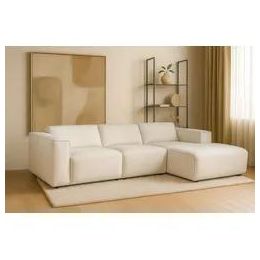 Ecksofa Home Affaire "Noord mit Kedernaht, Breite 281 cm, L-Form", beige (natur), B:281cm H:71cm T:161cm, 94% PES, 6% NY, Sofas, Ecksofa, Cord, Struktur, Webstoff, mit Wellenunterfederung, Massivholzrahmen