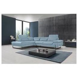 Ecksofa Egoitaliano "Queenie, extravagantes Sofa mit erstklassigem Sitzkomfort, L-Form", blau (himmelblau), B:284cm H:95cm T:108cm, Luxus-Microfaser (100% Polyester) Leder &raquo;BULL&laquo; (echtes Rindsleder). Geschliffenes, pigmentiertes und behandeltes Rindsleder mit einer Dicke von 1, 3-1, 5 mm. Dieses Leder zeigt eine ziemlich weiche Hand mit einem halb undurchsichtigen Aussehen. Es handelt sich um ein 