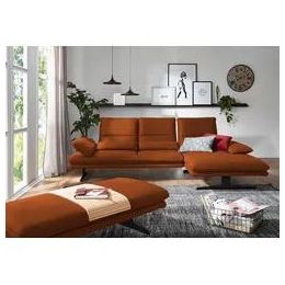 Ecksofa W.Schillig "broadway, Designsofa mit tollem Sitzkomfort", braun (cognac z69), B:291cm H:94cm T:164cm, Longlife Xtra-Leder Z69: Das feinnarbige, gedeckte Softleder Z69 besticht durch seine au&szlig;ergew&ouml;hnliche Weichheit im trendigen &raquo;Vintage-Look&laquo;, Hautst&auml;rke 0, 9 - 1, 1 mm, Sofas, Ecksofa, Sitztiefenverstellung, Kopfteil- & Seitenteilverstellung, Breite 291cm