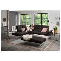 Ecksofa W.Schillig "broadway, Designsofa, mit tollem Sitzkomfort, L-Form", braun (braun z59), B:284cm H:94cm T:224cm, Longlife Xtra-Leder Z59: Glattleder mit modischer Pr&auml;gung. Hautst&auml;rke 0, 9 - 1, 1 mm, Sofas, Ecksofa, Sitztiefenverstellung, Kopfteil- & Seitenteilverstellung, Breite 284cm