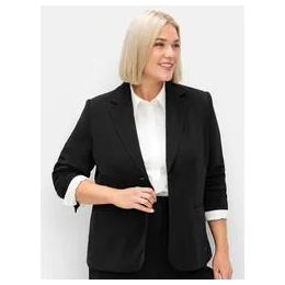 Kurzblazer sheego "Blazer", Damen, Gr. 58, schwarz, 100% Polyester, Blazer Kurzblazer