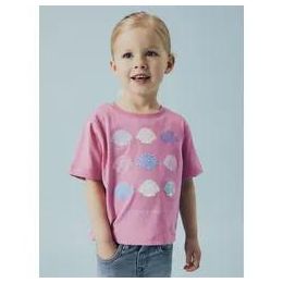 T-Shirt name it "NMFJASSA SS NREG TOP PB", M&auml;dchen, Gr. 116, pink (aurora pink), Web, Obermaterial: 100% Baumwolle, bedruckt, regular fit, Rundhals, Shirts T-Shirt