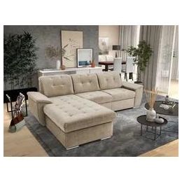 Ecksofa exxpo - SOFA FASHION "Derby Inkl. Kopfteilverstellung, wahlw. Bett & Bettkasten, L-Form", beige, B:277cm H:92cm T:206cm, Sofas, Ecksofa, EXTRA an Komfort zum Relaxen, Entspannen und Wohlf&uuml;hlen
