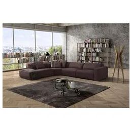 Ecksofa Egoitaliano "Beverly, extravangantes Designsofa mit erstklassigem Sitzkomfort", braun (dunkelbraun), B:378cm H:95cm T:282cm, Leder CAREZZA (echtes Rindsleder) ist ein Naturleder, dass die urspr&uuml;nglichen Eigenschaften der Haut nicht ver&auml;ndert. Das Vorhandensein von verheilten Narben, K&ouml;rnungsunterschiede, Falten, Adern, Unterschiede in den Farbt&ouml;nen und andere Spuren, die die Natur auf dies