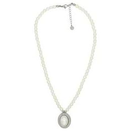 Kette mit Anh&auml;nger "Timeless Pearl", Damen, Gr. onesize, Metall, silber (silbern), Collezione Alessandro, Basic, Halsketten, Ovaler Anh&auml;nger im Vintage-Stil