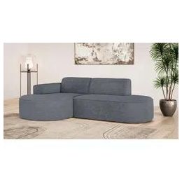 Ecksofa OTTO HOME "ADELLA XL Design-Sofa mit Recamiere rechts/links, 263/159/76 cm", grau, B:263cm H:76cm T:159cm, 100% Polyester, Sofas, Ecksofa, L-Form XL mit Wellenunterfederung, runde Form, auch in Cord
