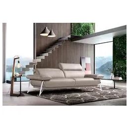 2,5-Sitzer Egoitaliano "Anais, Designsofa mit erstklassigem Sitzkomfort, Fu&szlig;farbe chrom", grau, Sofas, B/H/T: 232cm x 74cm x 106cm, Leder CAREZZA, Leder BULL (Echtes Rindsleder). Geschliffenes, pigmentiertes und behandeltes Rindsleder mit einer Dicke von 1, 3-1, 5 mm. Es handelt sich um ein weiches, gesch&uuml;tztes Leder. Eine leichte Deckschicht sch&uuml;tzt sie vor Flecken, ohne ihre urspr&uuml;nglichen Eigen
