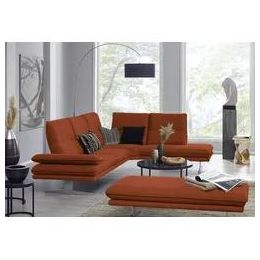 Ecksofa W.Schillig "broadway, Designsofa, mit tollem Sitzkomfort, L-Form", braun (cognac z69), B:284cm H:94cm T:224cm, Longlife Xtra-Leder Z69: Das feinnarbige, gedeckte Softleder Z69 besticht durch seine au&szlig;ergew&ouml;hnliche Weichheit im trendigen &raquo;Vintage-Look&laquo;, Hautst&auml;rke 0, 9 - 1, 1 mm, Sofas, Ecksofa, Sitztiefenverstellung, Kopfteil- & Seitenteilverstellung, Breite 284cm