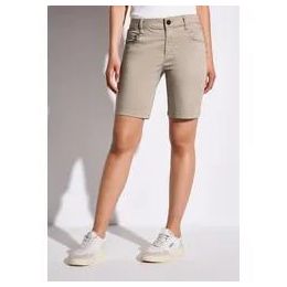 Shorts Street One, Damen, Gr. 46, grau (buff grau), Web, 97% Baumwolle, 3% Elasthan, unifarben, gerade kurz, Hosen Shorts, 4-Pocket Style