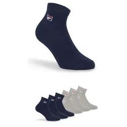 Kurzsocken Fila "UNISEX QUARTER PLAIN SOCKS", Herren, Gr. 43-46, blau (navy, grau), Materialmix, normal, Socken, mit Logo-Schriftzug