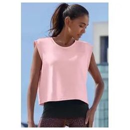 2-in-1-Shirt Lascana ACTIVE "Tropical", Damen, Gr. S (36/38), rosa (rosa, schwarz), Obermaterial: 66% Polyester, 29% Viskose, 5% Elasthan, unifarben mit Farbeinsatz, figurumspielend h&uuml;ftlang, Rundhals, Rippb&uuml;ndchen, Shirts 2-in-1 Shirt, im doppellagigen Look